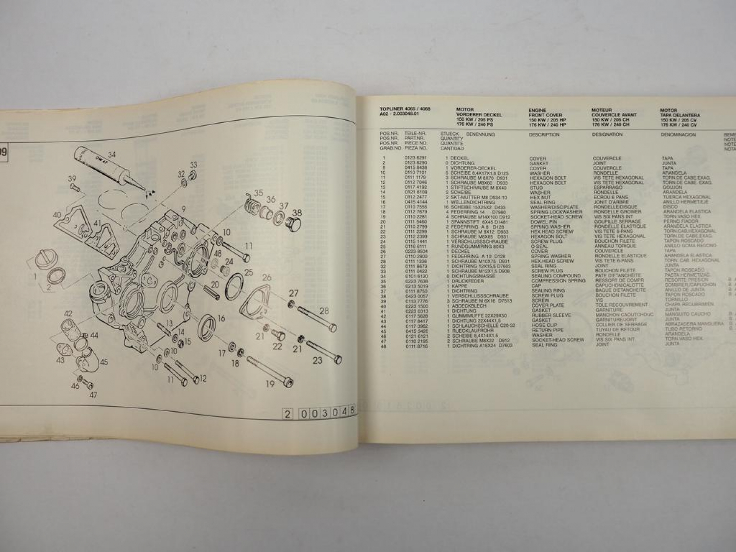 Deutz Fahr Topliner 4060 4065 4068 Mähdrescher Ersatzteilliste Parts ...